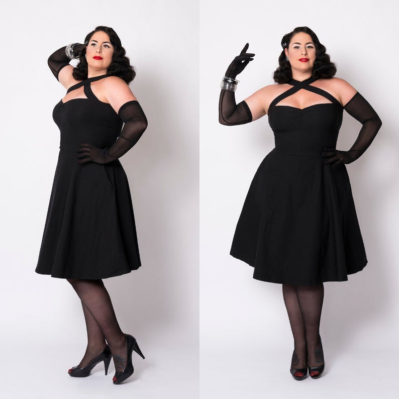 Robe vavavoom évasée - Noir – Vintage Romance